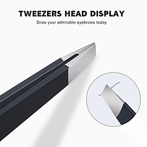 ZERNBER Tweezers for Women Stainless Steel Precision Tweezer Set with Leather Bag,Eyebrow Tweezers for Facial Hair, Ingrown Hair, Splinters and More (4 Count)