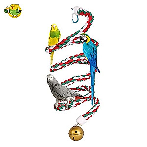 GJRGEG1Y Rope Bungee Cotton Perch for Bird. with Large Bell Climbing Toy[1 Pack] (118 inches)