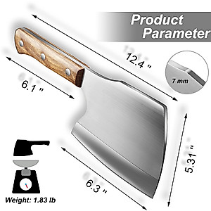 ZENG JIA DAO Meat Cleaver Butcher Knife Heavy Duty Bone Cleaver 6 '' Bones Cutting Knife Stainless Steel Thicken Blade Pear Wood Handle for Home Restaurant Farm