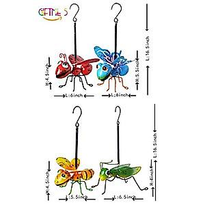 GIFTME 5 Metal Garden Sculptures Statues Yard Art Decoration,Set of 4 Garden Decor Perfect Hanging The Tree, Porch,Backyard or Patio Wall Decor