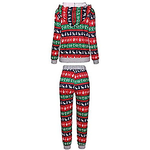 VNVNE Christmas Pajamas for Womens, Casual 2 Piece Pajama Set Print Long Sleeve Top & Pants Sleepwear Pjs Sets (Green Stripe, XL)