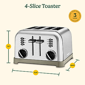 Cuisinart CPT-180P1 Metal Classic 4-Slice Toaster, Brushed Stainless