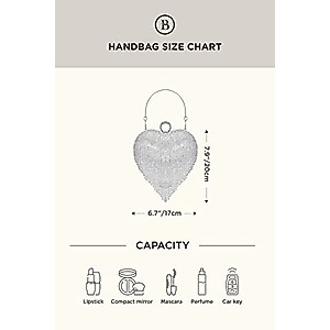 BABEYOND Women's Rhinestone Clutch Evening Bag - Heart Shape Glitter Tassel Purse for 1920s Party Prom Wedding