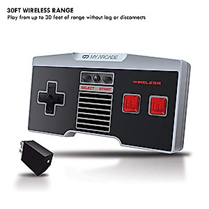 My Arcade GamePad Classic - Wireless Game Controller - Compatible with Nintendo NES Classic Edition, Wii, Wii U - Adapter Included - 30 Feet Range - Home Button - Battery Powered - Ergonomic Design