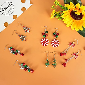 18 Pairs Christmas Earrings Bulk Cute Christmas Jingle Bell Santa Claus Pearl Tree Bow Earrings Xmas Jewelry Dangle Earrings Set for Women