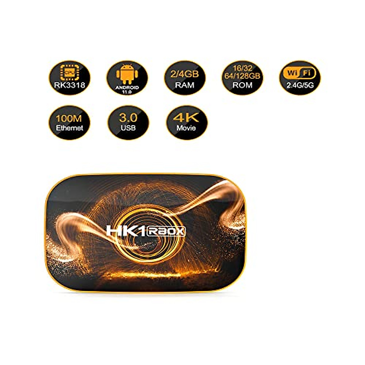 Ebid Dealz Replacement for HK1 R1 Pro Android 11.0 Quad Core 4GB RAM 128GB ROM 4K Smart 5G WiFi Media Streamer TV Box Black