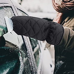 ZARSIO Ice Scraper with Glove Waterproof Car Scraper Mitt Thick Warm Snow Remover Glove Car Window Frost Removal Brush Tool for Car Windshield