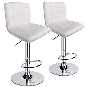 Leopard Bar Stools Set of 2, Modern Adjustable Bar Stool with Back, Straight Line Swivel Barstool (White)