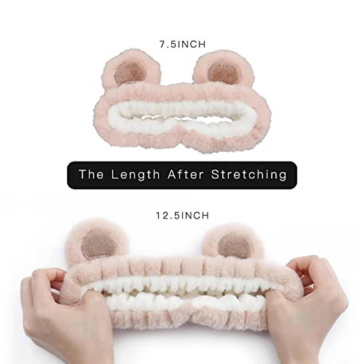 Hofar Hairband, 8 Count Bear-Brown Coral Fleece Hair Accessories with Cute Bear Ears, Practical Headband for Face Makeup, Costume Parties, Women, Girls, Unisex, Adult