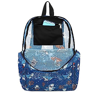 CAMTOP Mesh Backpack Kids Boys Girls Bookbag See Through Preschool Backpacks Casual Daypack for School Beach Travel Swim(Age 3-8 Years,Shark)