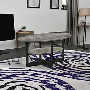 Furinno Coffee Table, 1-Pack, French Oak Grey/Black