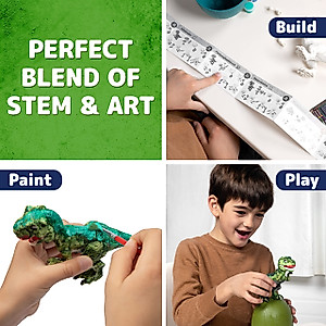 Prextex Build & Paint Your Own Dino Kit, 1 Pack - Collectible Dinosaur Toy, Surprise Dino, Building Toy, Arts & Crafts for Kids Ages 6-8, Painting/Art Set, Kids Gifts, Easter Basket Stuffers, Dino Egg