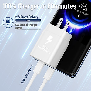 25W USB C Fast Charger for 2021/2020/2018 iPad Pro 12.9/11/10.9 inch 5/4/3/2/1th Generation,iPad Air 5/4th,iPad Mini 6 Gen,iPad Wall Charger Block Adapter and 6ft USB C to C Charging Cable Cord