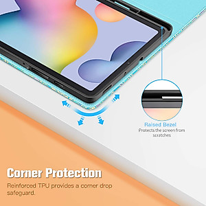 Fintie Folio Case for Samsung Galaxy Tab S6 Lite 10.4 Inch 2024/2022/2020 with S Pen Holder, Soft TPU Back Slim Fit Cover Auto Sleep/Wake, Shades of Blue