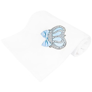 Lilax Baby Boy Newborn Crown Jewels Swaddle Receiving Blanket Blue