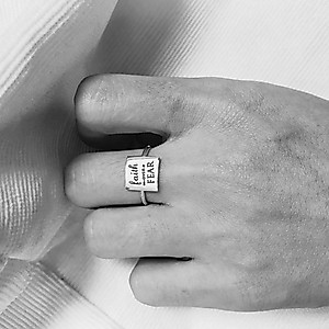SIMONLY Faith Over Fear Ring&Be Still Ring&Have Faith Ring&Trust Gods Plan Ring&Trust In God Ring &God Is In Control Ring Inspirational Ring For Gift For Friends (Faith Over Fear, 7)