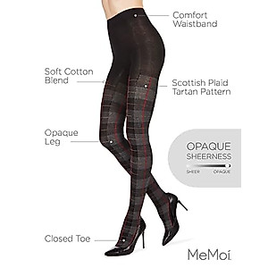 MeMoi Scottish Plaid Tartan Sweater Tights Black Medium / Large