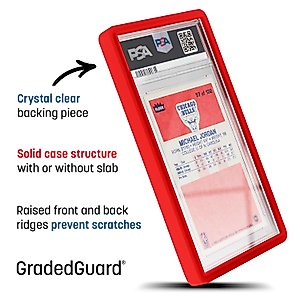 GradedGuard Graded Card Guard Case for Standard PSA Slab Case | Multiple Colors | Soft Touch Matte Finish | Stackable | Made to Fit PSA | Solid TPU and PC Design. (Red)