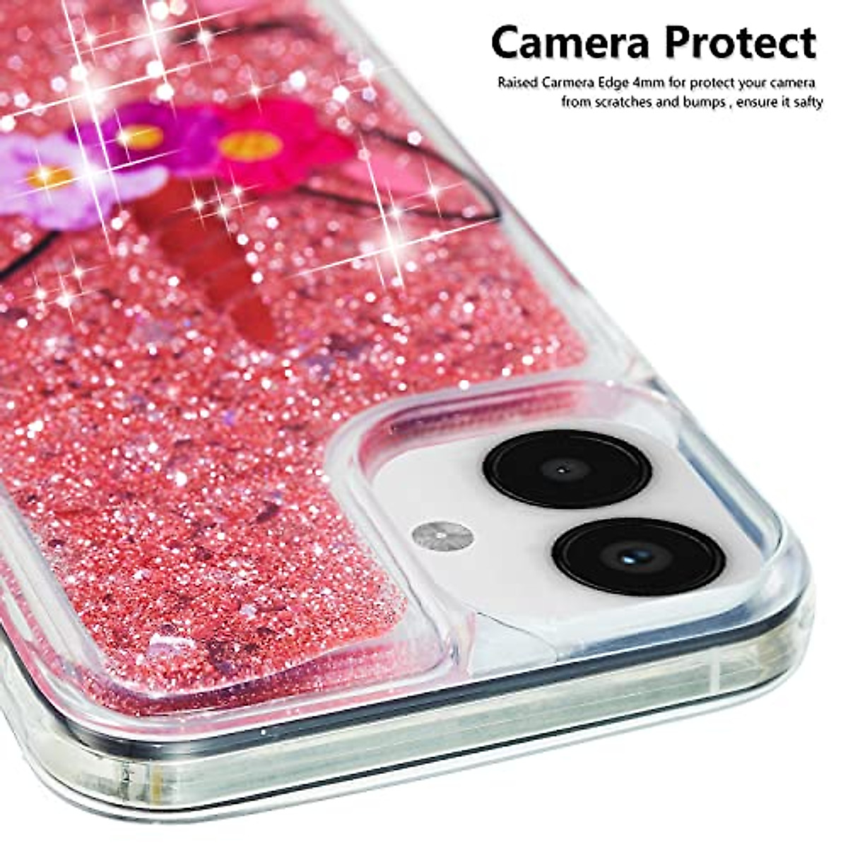 MEIKONST Galaxy A04 case, Clear Soft TPU Stylish Design with Hearts Glitter Bling Quicksand Shiny Flowing Liquid Case Cover for Samsung Galaxy A04 Pink Unicorn XY