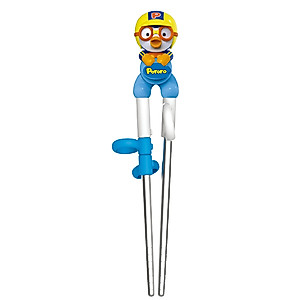Edison Friends Pororo Training Chopsticks for Right-hand Children Kids, Stainless Steel, Starter, Beginner, Easy Chopsticks, 1st Step (1 PCS) / Made in Korea