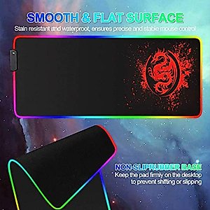 Large RGB Gaming Mouse Pad - 15 Light Modes Extended Computer Keyboard Mat, Anime Dragon Mouse Pad，High-Performance Mouse Pad Optimized for Gamer 31.5 X 12in (Red)