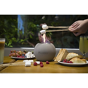 Bio Ethanol Fireplace Smokeless Portable Concrete Mini Tabletop Fire Pit Bowl Pot for Indoor Outdoor Garden Decor, 6.57in x 6.57in x 5.2in, Grey