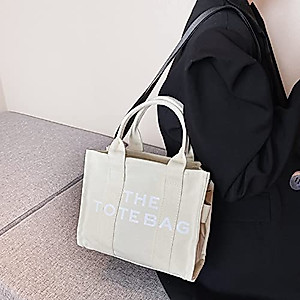 JQAliMOVV Canvas Tote Bag for Women - Medium Travel Tote Bag Purse with Zipper Fashion Shoulder Crossbody Bag Handbag (Beige)