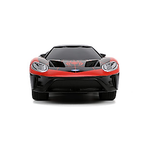 Jada Toys Marvel Spider-Man 1:16 Miles Morales 2017 Ford GT RC Remote Control Car 2.4GHz, Toys for Kids and Adults, Black
