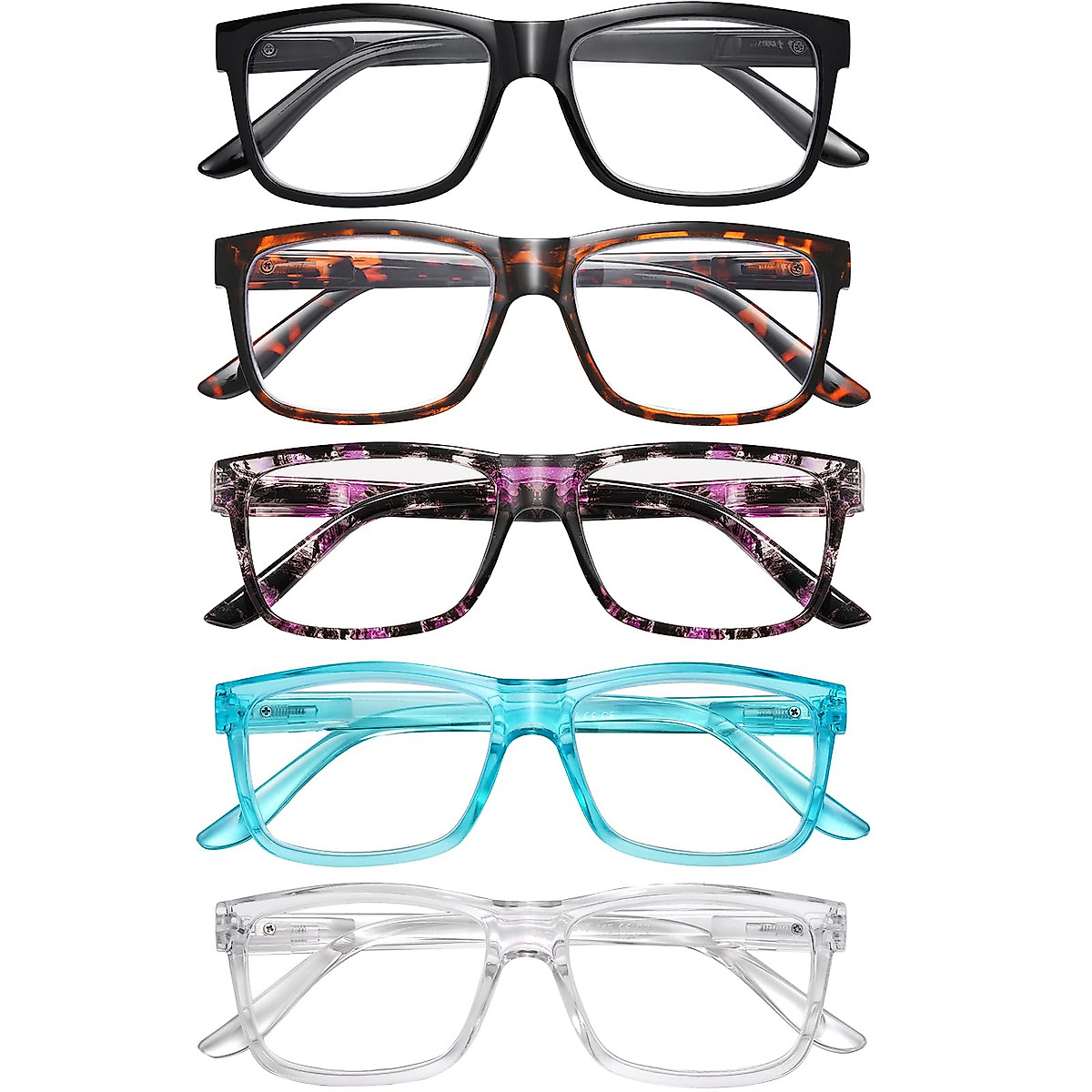 AIMISUV 5 Pack Reading Glasses for Women Men - Blue Light BlockingUV Filter Computer Readers,Anti Eyestrain Eyeglasses (MIX, 1.50, x)