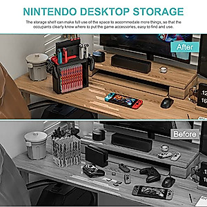 Switch Games Storage Organizer Station with Controller Charging Stand, Charging Dock Compatible with Nintendo Switch, Multifunctional Accessories Kit Storage for Joy-con, Pro Controller, Game Card