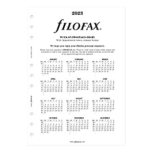 Filofax Refill, Deskfax, Week-to-View with Appointments, White Paper, English, 2023 (C68612-23), 7 inches X 10 inches