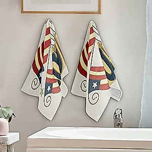USA Flag Retro Towel Set of 2 4Th July Bath Hand Towels Bathroom Decorative Kitchen Towels Highly Absorbent Soft
