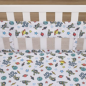 Disney Toy Story Buzz Lightyear Blue, Orange, Green and White Blast-Off Secure-Me Crib Liner
