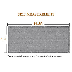 iCover 3.5x16.5ft Balcony Privacy Screen Fence, UV-Resistant Railing Fence Cover for Porch Deck Backyard Patio Garden, Cable Zip Ties Included, Grey