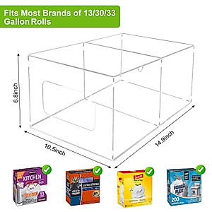 JYPS 2 in 1 Extra Large Trash Bag Holder, Acrylic Under Sink Trash Bag Organizer for 13 30 33 Gallon Garbage Bag, Trash Bag Dispener for Kitchen Laundry Room Organization and Storage