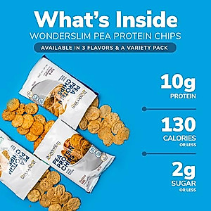 WonderSlim Pea Protein Snack Chips, Salt & Vinegar, 120 Calories, 10g Protein, Gluten Free (12ct)