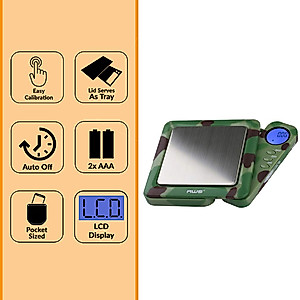 American Weigh Scales Blade SeriesDigital Precision Pocket Weight Scale, USB Light, LCD Screen650 X 0.1G(Camo)