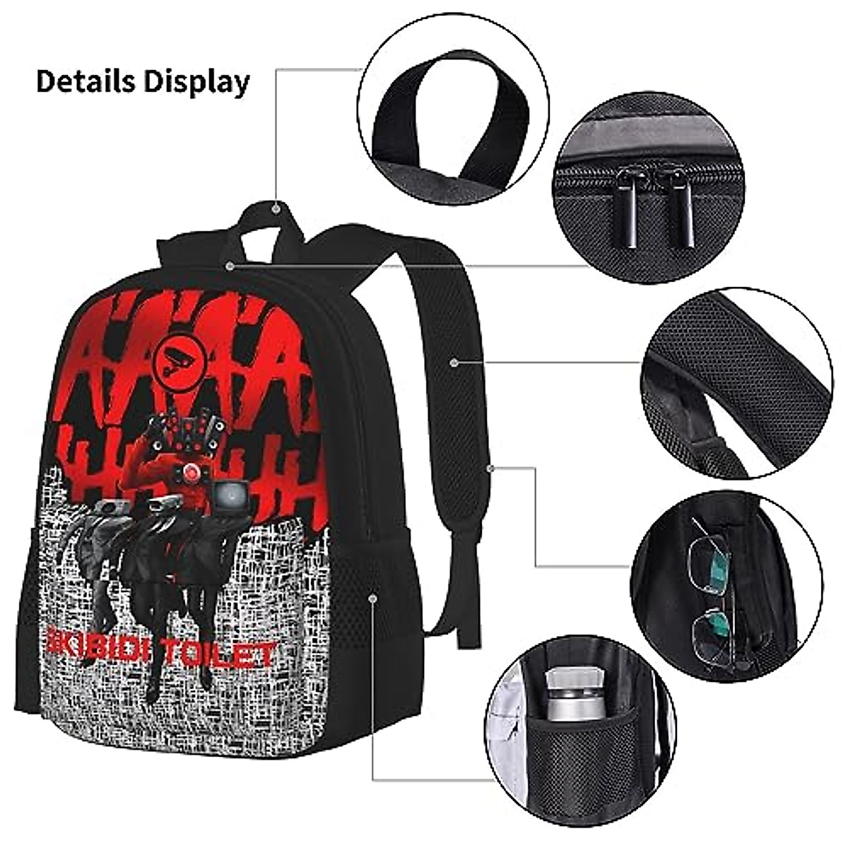 Moare Skibidi Toilet Backpacks Set for University with Backpacks Lunch Bag Pencil Case Pencil Bag