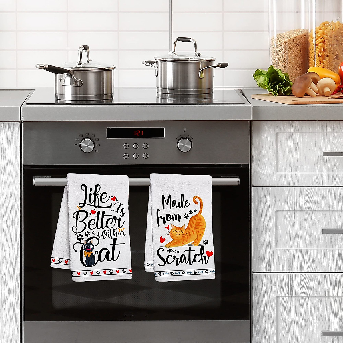 Pinatas Funny Cat Kitchen Towels Decorative Set of 4,Housewarming Gifts,Cat Lover Gifts for Women,Cat Hand Towels for Kitchen,Cat Dish Towels,Tea Towel,Cat Kitchen Decor