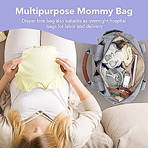 Beaulyn Diaper Bag Tote with Pacifier Case and Changing Pad, Large Capacity Travel Baby Diaper Bag Backpack for Mom Dad