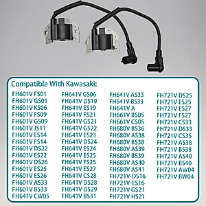 Ignition Coil Pack 2pcs Compatible With Kawasaki FH601V FH641V FH661V FH680V FH721V Replaces# 21171-0745, 21171-0742