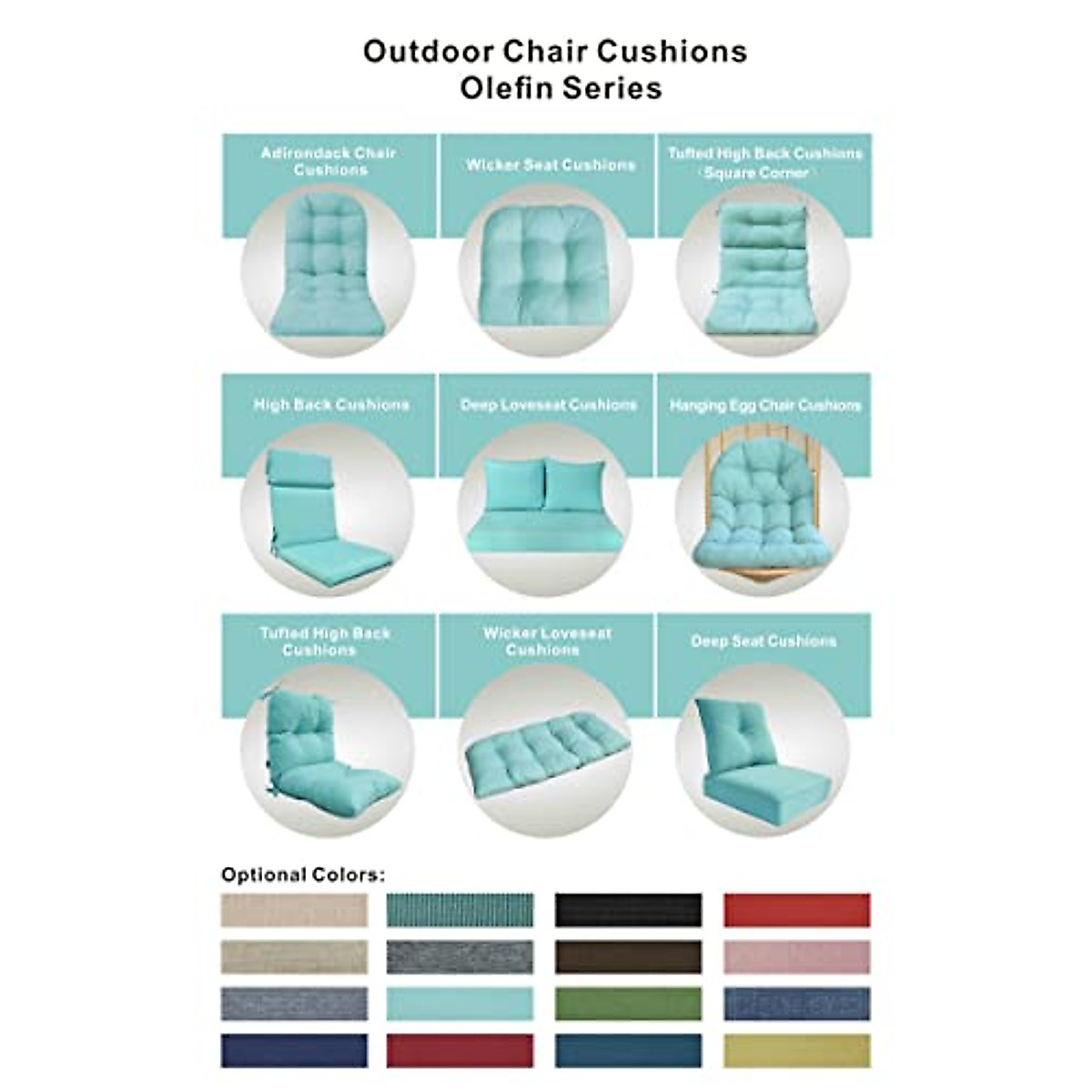 BOSSIMA Patio Furniture Cushions Comfort Deep Seat Glider Loveseat Cushion Indoor Outdoor Seating Cushions Light Blue