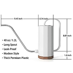 YYGoo Indoor Watering Can, Modern Style Watering Pot with Long Spout, Small Size for House Bonsai Plants Garden Flower, 40oz/1.2L (White)