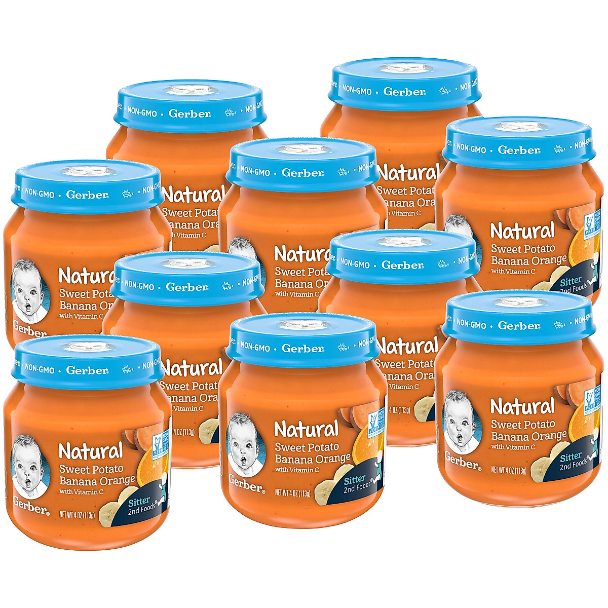 Gerber Purees 2nd Foods Natural Sweet Potato Banana Orange, 4 Oz (Pack Of 10)