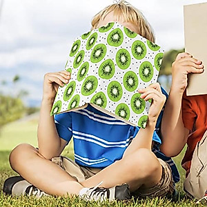 TODIYADDU Sliced Kiwi Fruits Book Covers for Soft Cover Books Waterproof No Glue Section Easy to Put On Washable Fabric Teacher Student Book Cover (Green)