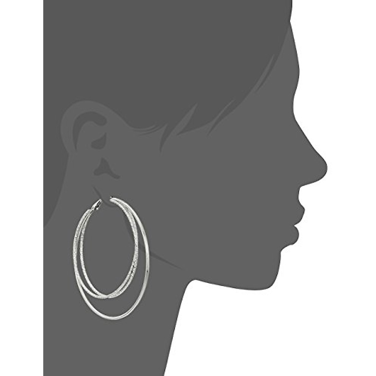 Guess Smooth and Textured Wire Silver Hoop Earrings