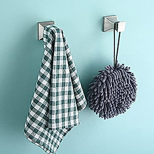 SEABEFORE Elegant Robe Hook Brushed Nickel, Wall-Mounted Towel Hook, Coat Hook for Bath and Kitchen, 2 Count, SUS 304 Stainless Steel