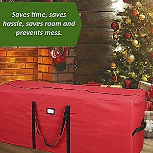 Primode Christmas Tree Storage Bag | Fits Up to 9 Ft. Tall Disassembled Tree | 25" Height X 20" Wide X 65" Long | Durable 600D Oxford Material | Heavy Duty Xmas Storage Container (Red)