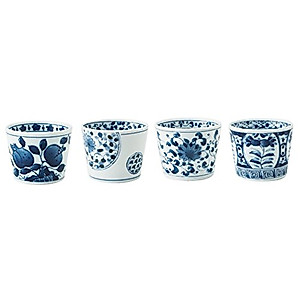 Mino Ware Japanese Soba Choko Cups Japanese Traditional Flowers and Pomegranate Pattern Set of 4
