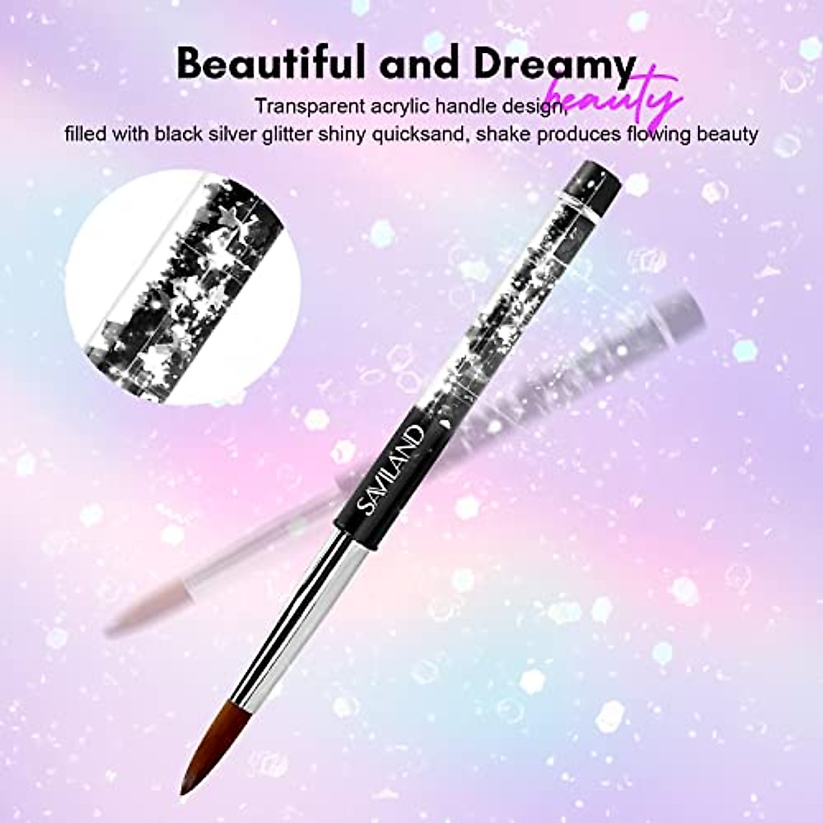 Saviland 11PCS Kolinsky Acrylic Nail Brush set - Size 4/6/8/10/12/14/16 Acrylic Powder Brushes for Acrylic Nails Extension & 3D Nail Carving